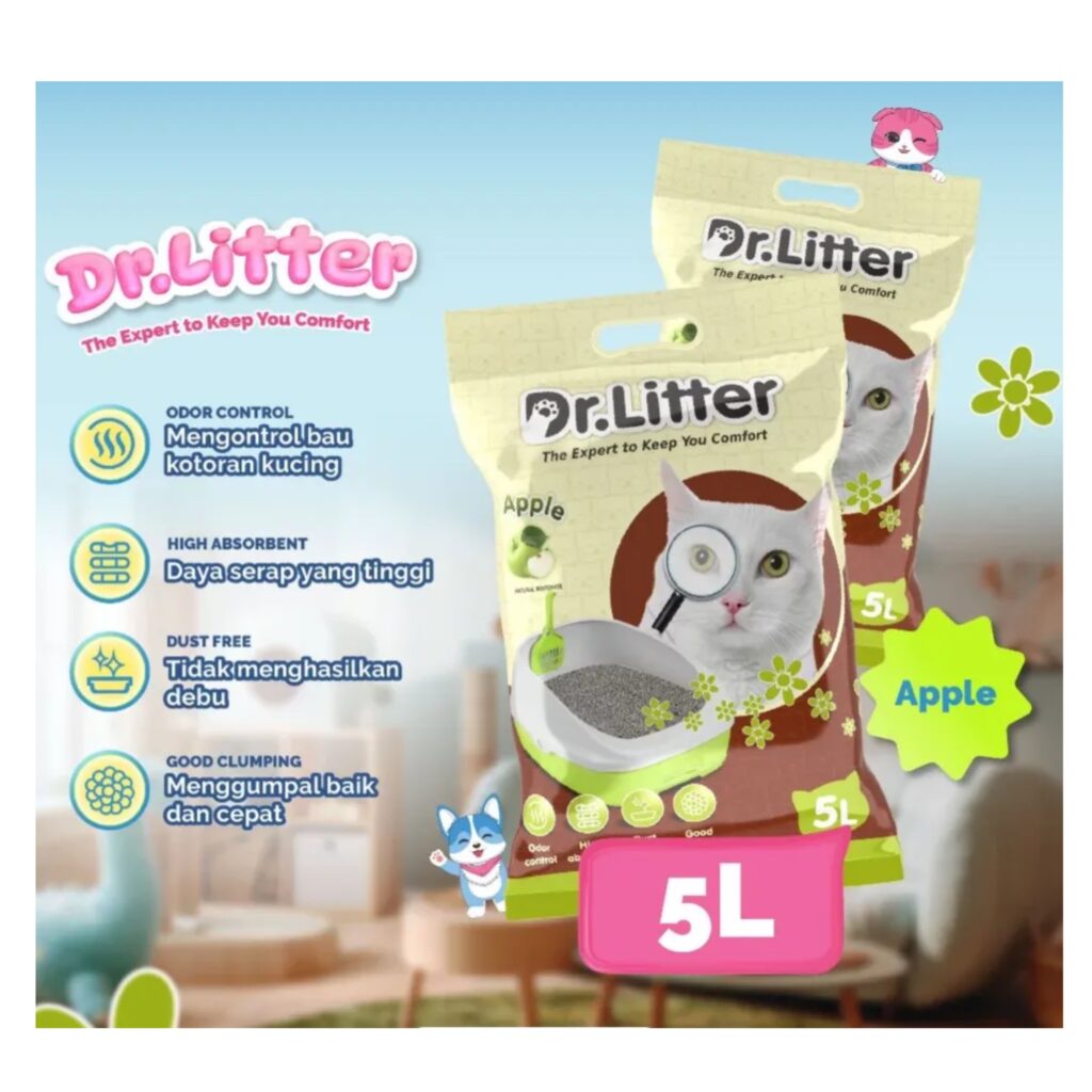 Jual Pasir Kucing Gumpal Wangi Dr. Litter 5L 5 Liter Aroma Lemon Apple ...